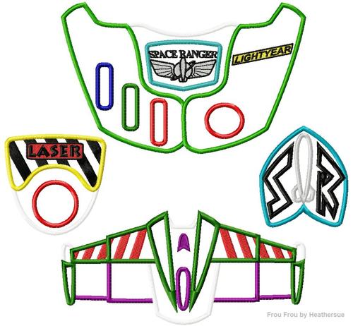 Space Ranger FOUR Design SET- TWO VERSIONS Toy Machine Applique ...