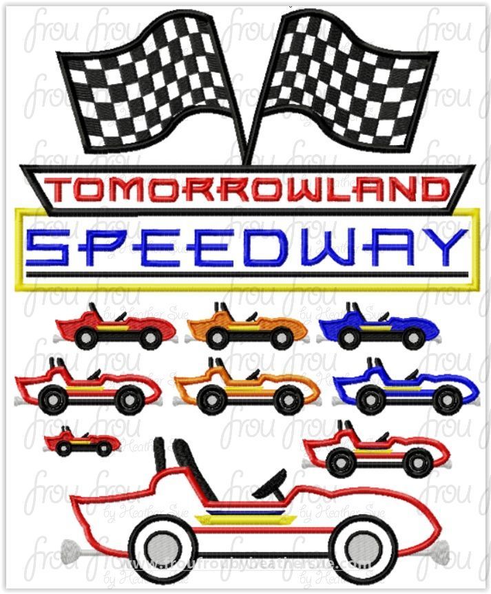 Tomorrow World Speedway Logo And Race Cars Ride THREE Design SET ...