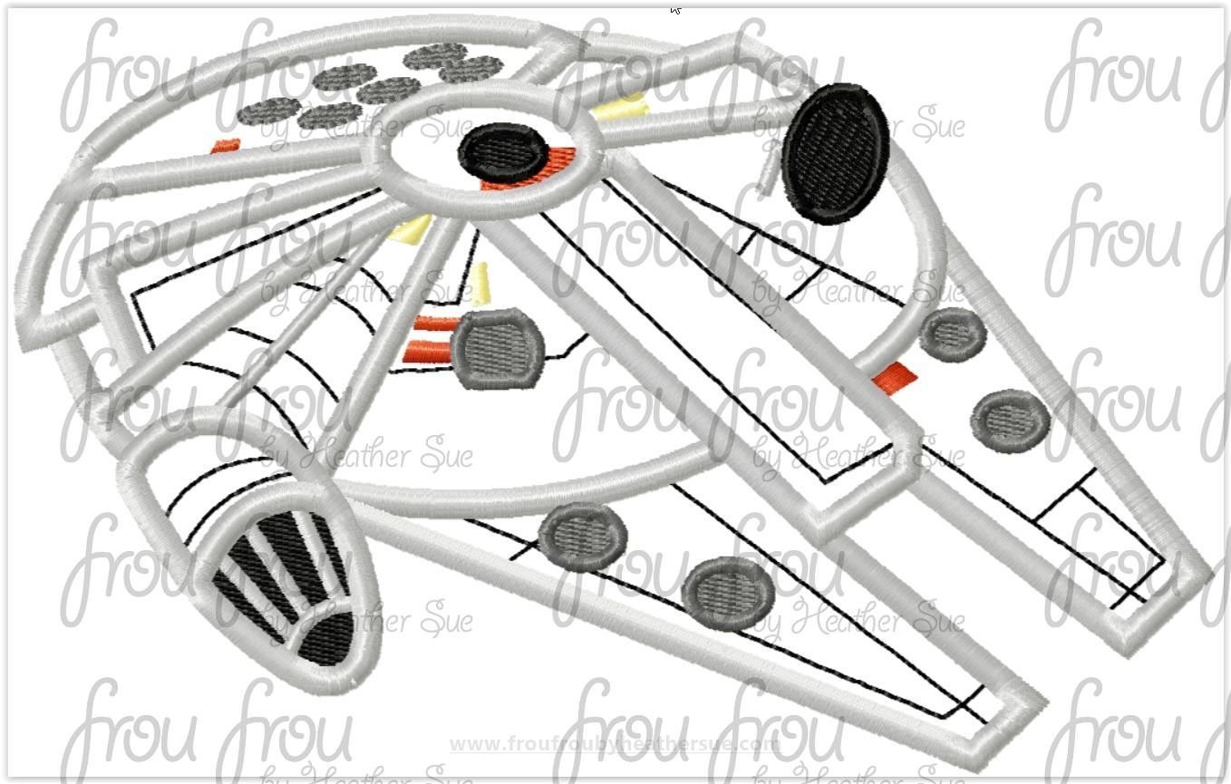 Millenia Falcon Space Ship Space Wars Machine Applique Embroidery ...