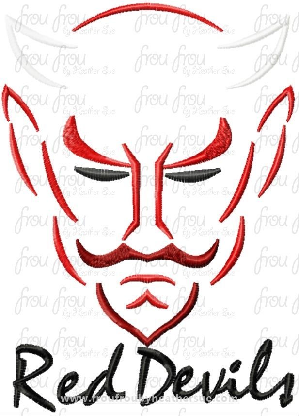 Red Devils Mascot Sketch TWO VERSIONS, with and without wording ...