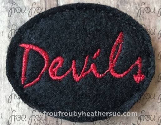 Clippie Devils cursive wording Mascot Machine Embroidery In The Hoop ...