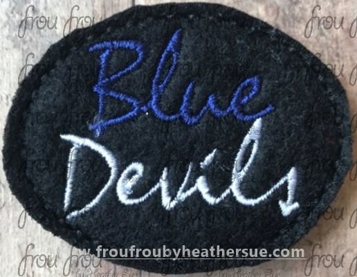 Clippie Blue Devils cursive wording Mascot Machine Embroidery In The ...