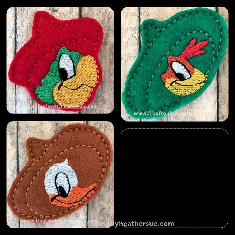 Three Caballeros Just Head Clippies THREE Design SET Machine Embroidery ...