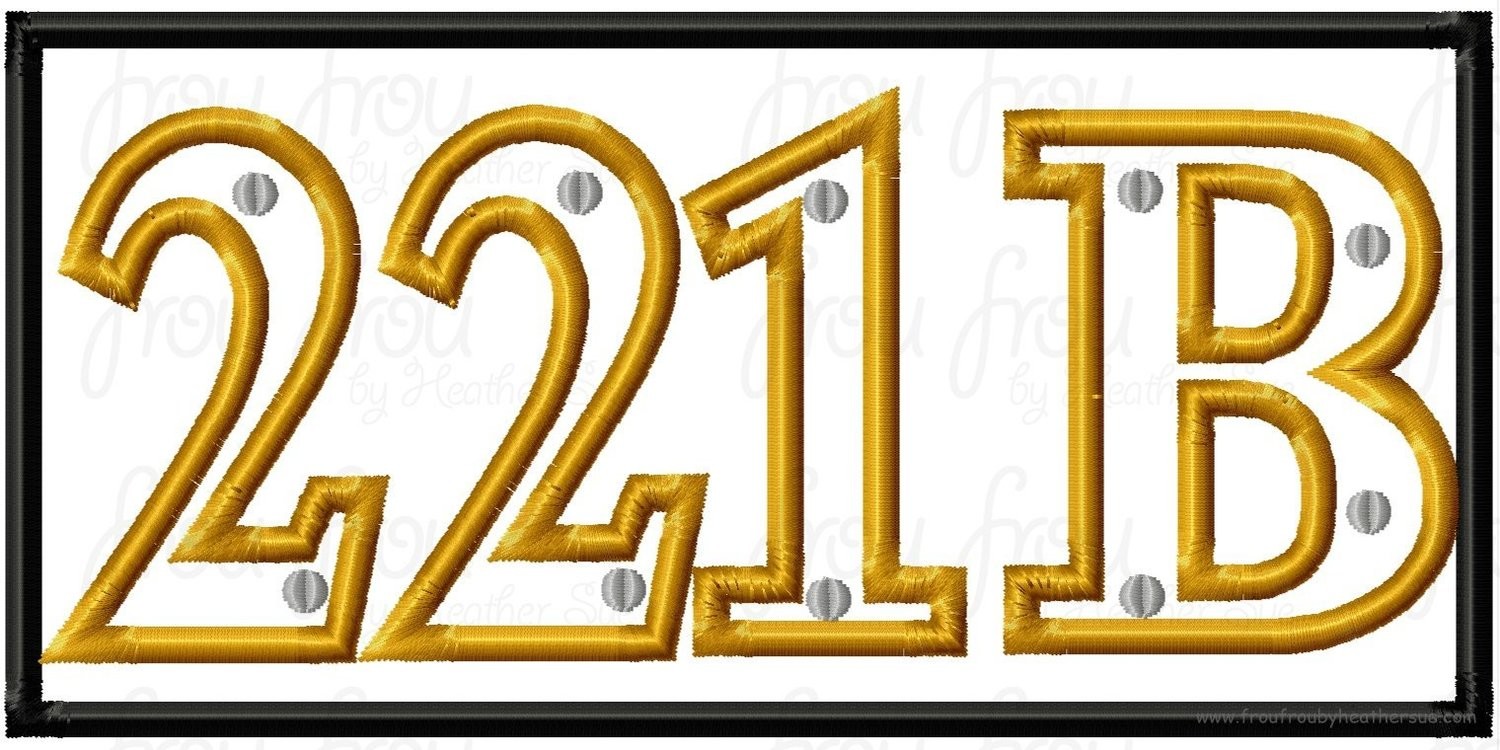 221B Baker Street Sherock Door Address Sign Machine Applique Embroidery ...