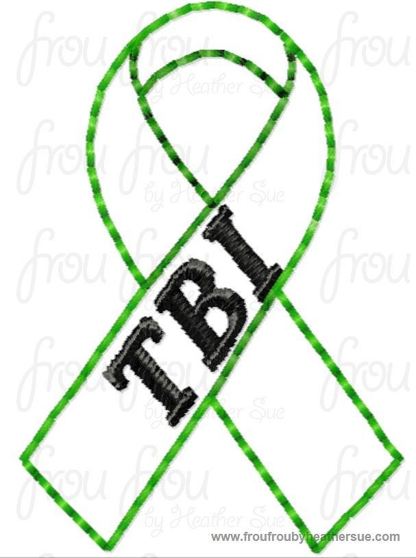 Clippie Traumatic Brain Injury Awareness Ribbon Machine Embroidery In ...
