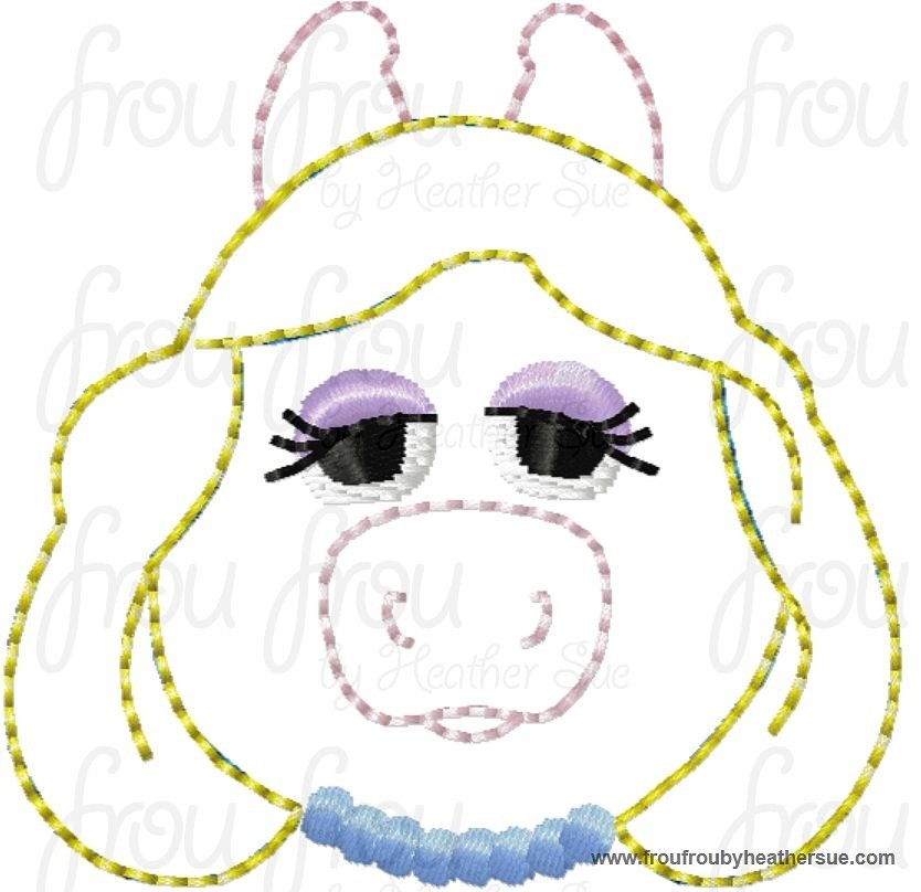 Clippie Miss Sow Pig Head Machine Embroidery In The Hoop Project 1.5, 2 ...