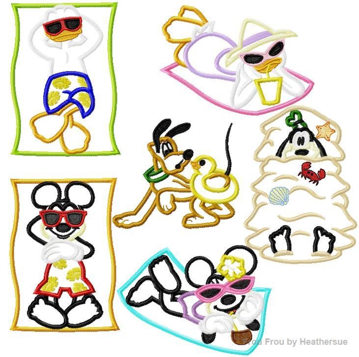 Fab Six on Beach Sunbathing Full Body SIX Design SET Machine Applique ...