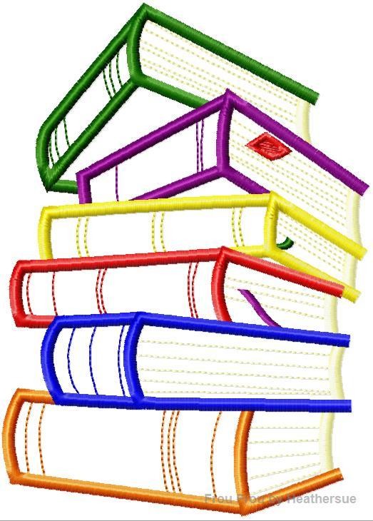Stack of Books Bookworm Machine Applique Embroidery Design, multiple ...