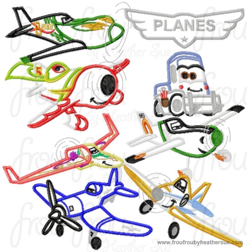 Planes EIGHT Design SET Airplanes Machine Applique Embroidery Design ...