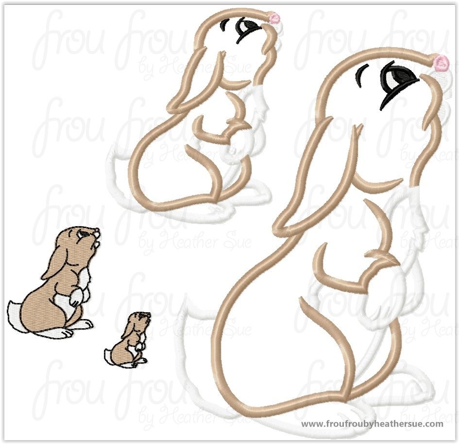 Rabbit Snowy White Machine Applique Embroidery Design, Multiple sizes ...