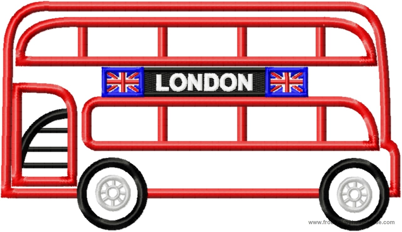 London Double Decker Bus Machine Applique Embroidery Designs, Multiple ...