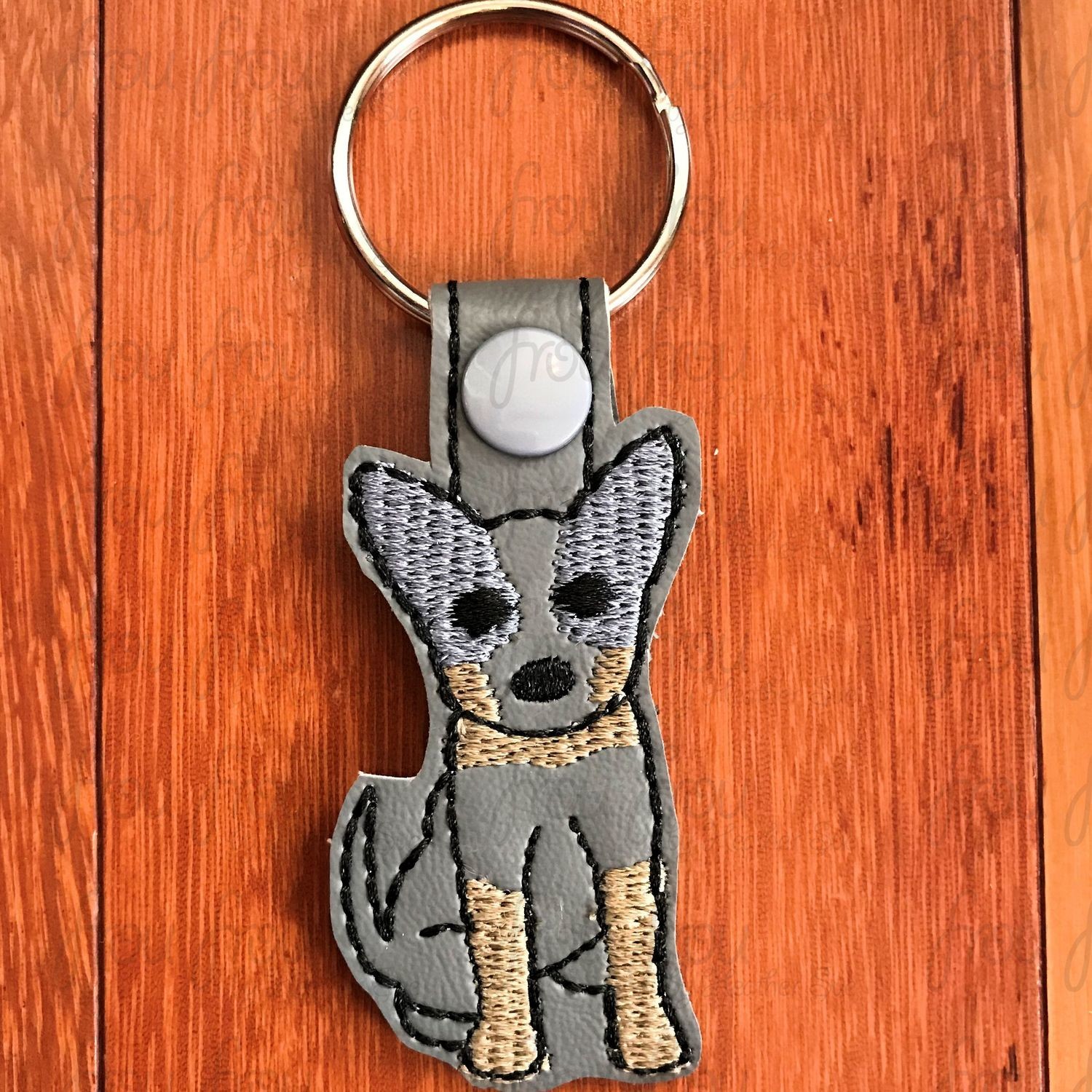 Blue Heeler Puppy Dog Key Fob, Two versions each, short and long tab ...