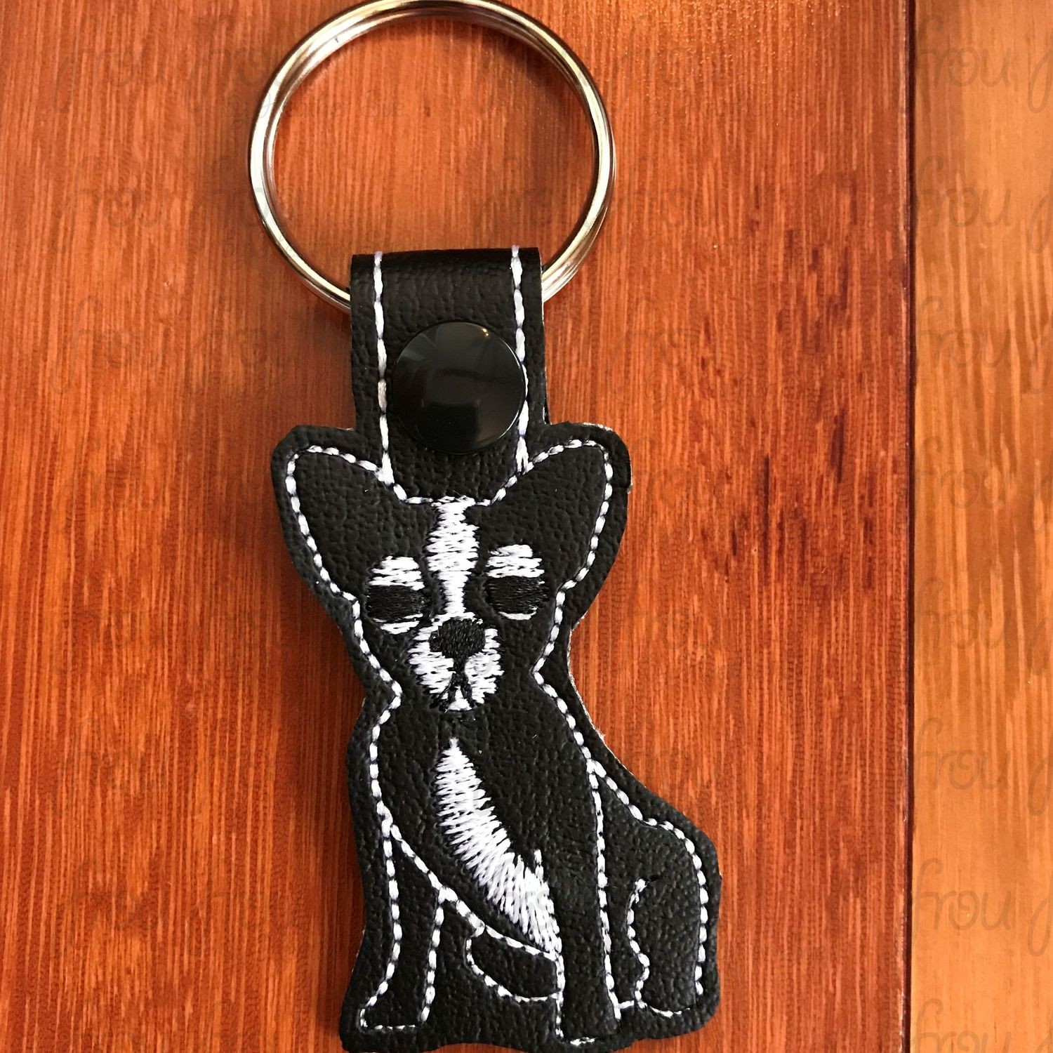 Boston Terrier Puppy Dog Key Fob, Two versions each, short and long tab ...