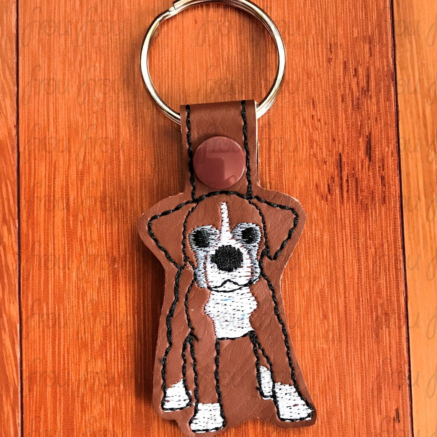 Boxer Puppy Dog Key Fob, Two versions each, short and long tab, velcro ...
