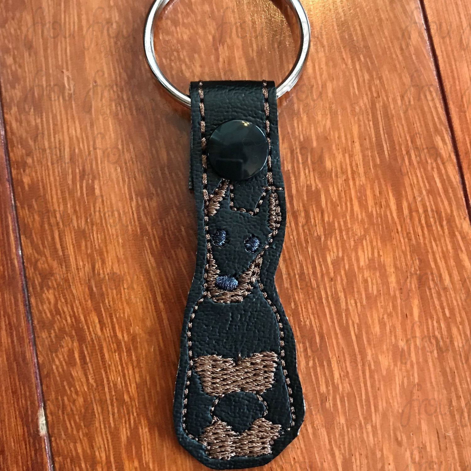 Doberman Dog Key Fob, Two versions each, short and long tab, velcro or ...