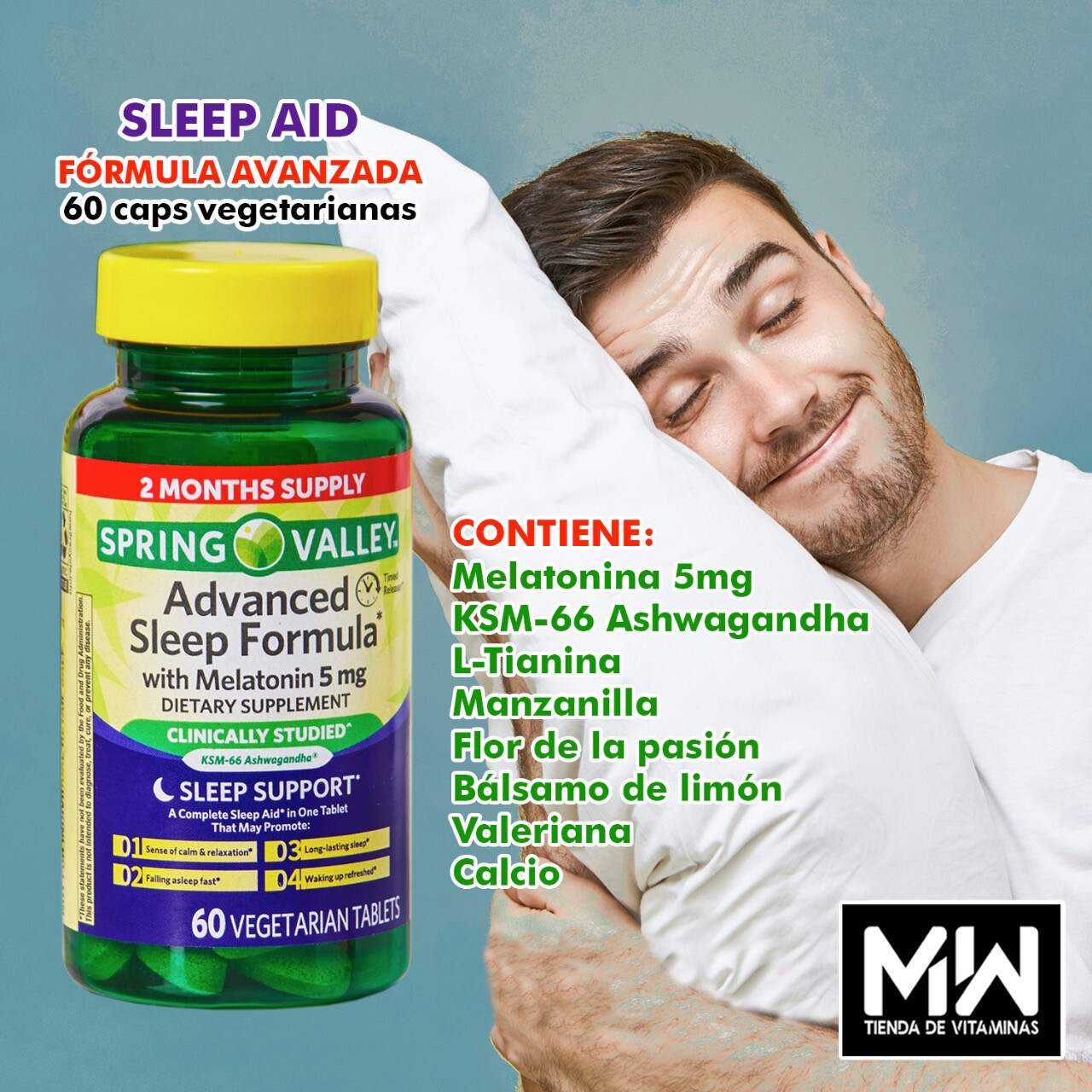 Advanced Sleep Formula con melatonina 5 mg 60 caps veg