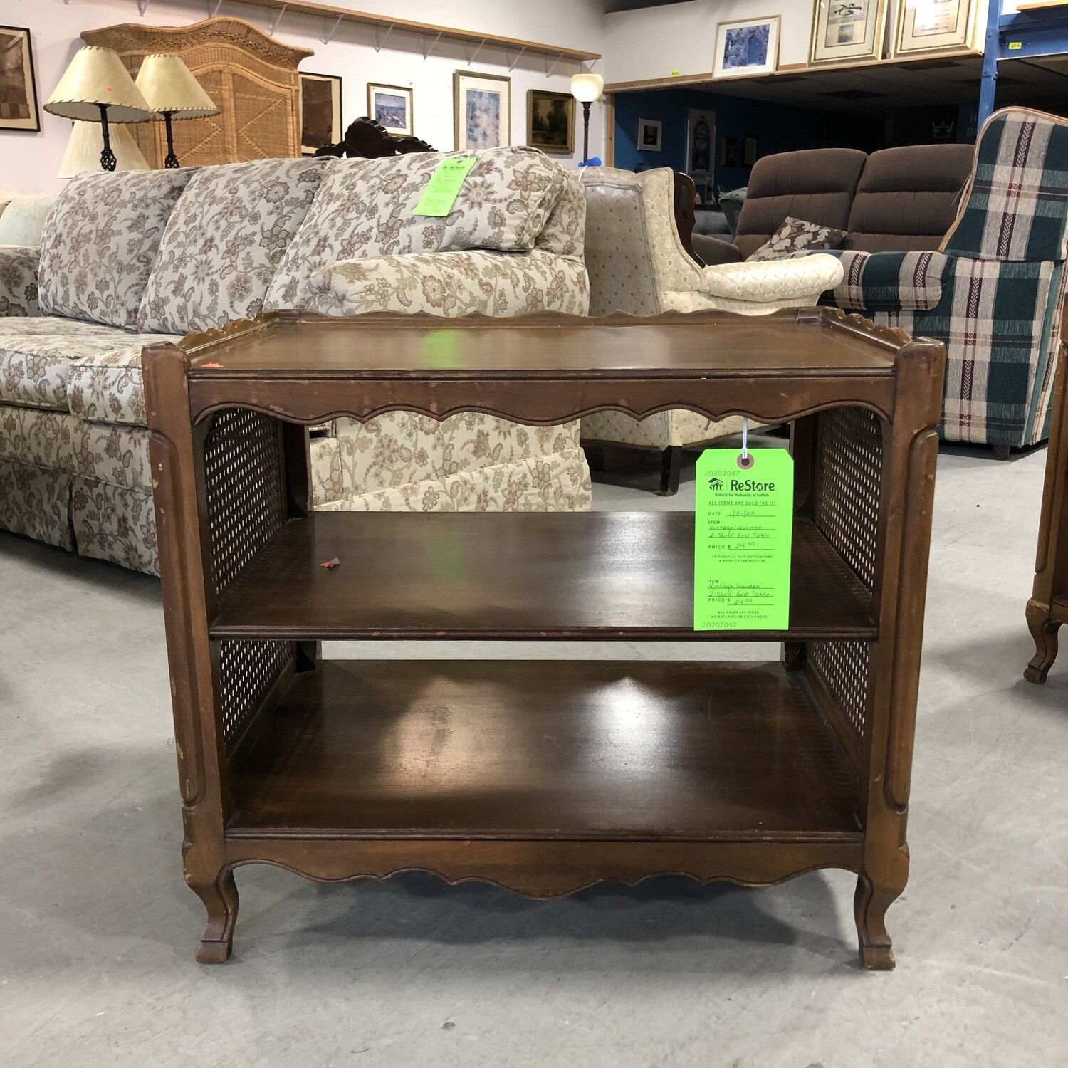 Vintage Wooden 2-Shelf End Table