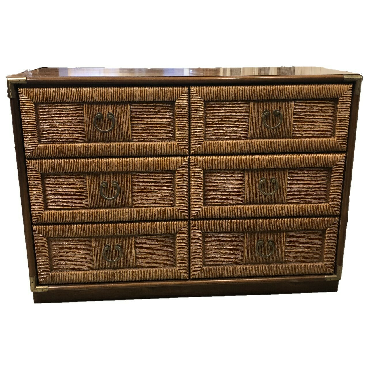 Vintage 3-Drawer Wicker Front Dresser