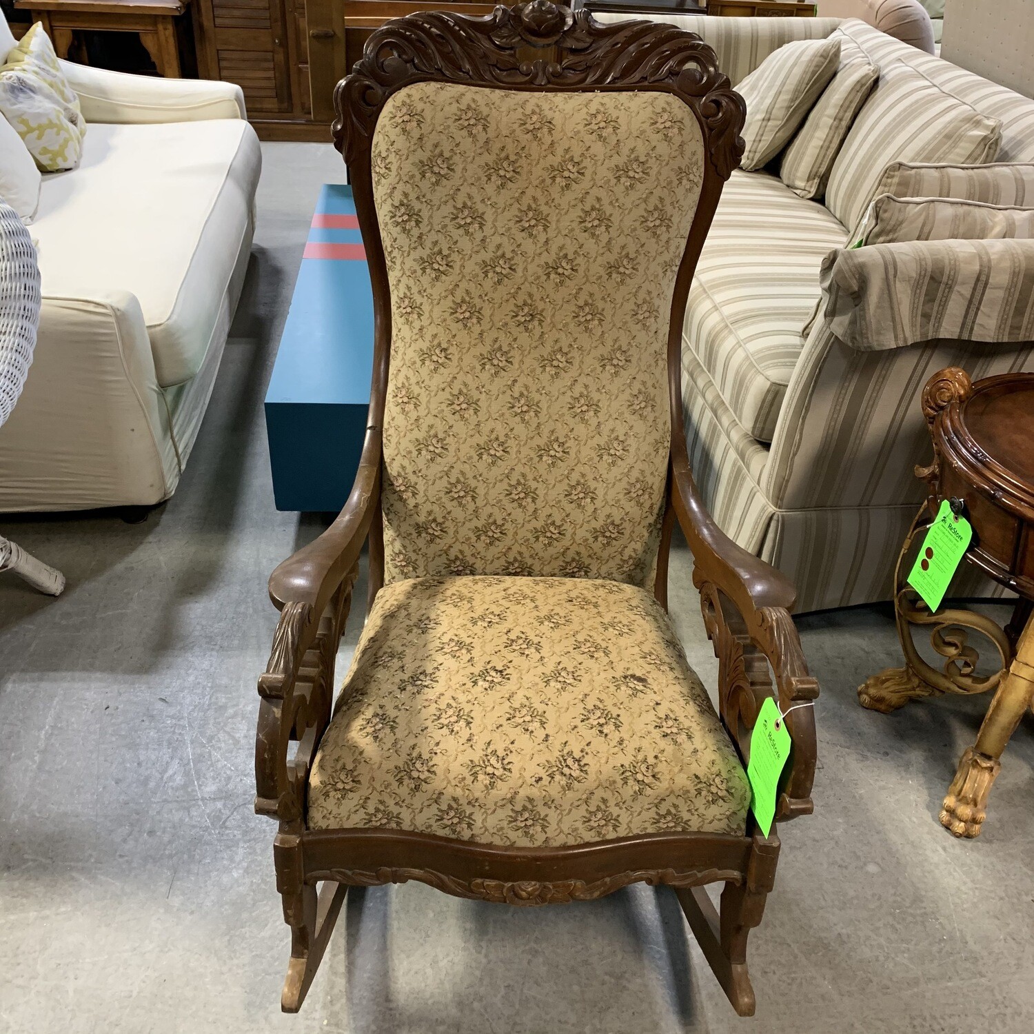 Carved Wood Floral Rocking Chair