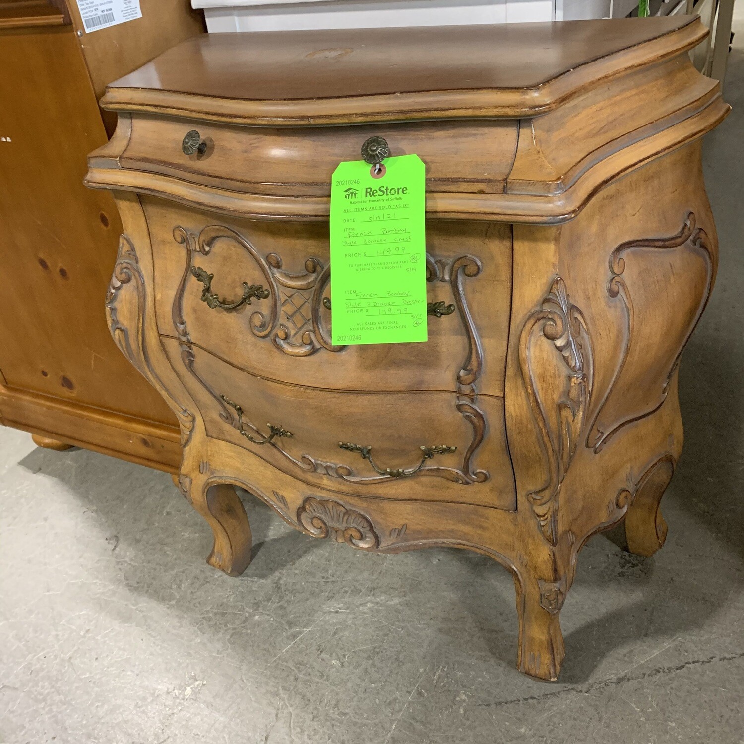 French Bombay Style 3 Drawer Chest