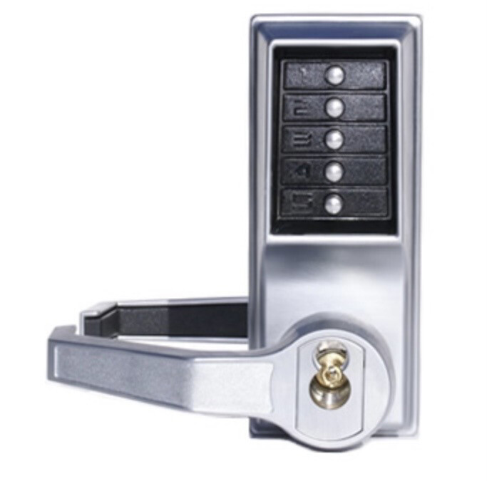 Kaba Simplex Satin Chrome Mechanical Push Button Lockset, Lever, Entry ...