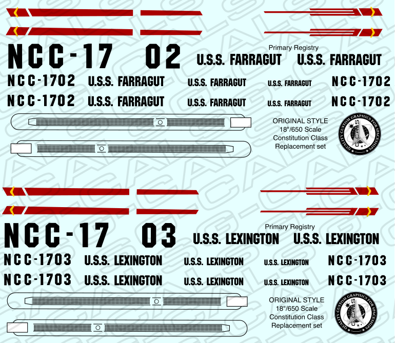 1000 Scale TOS Constitution Class Decal Set.