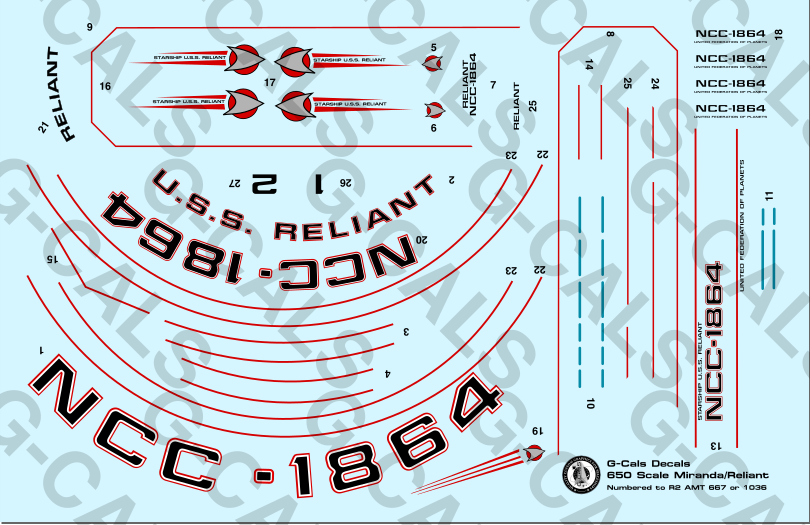 537 (650) Scale Reliant/Miranda Class Decal Set