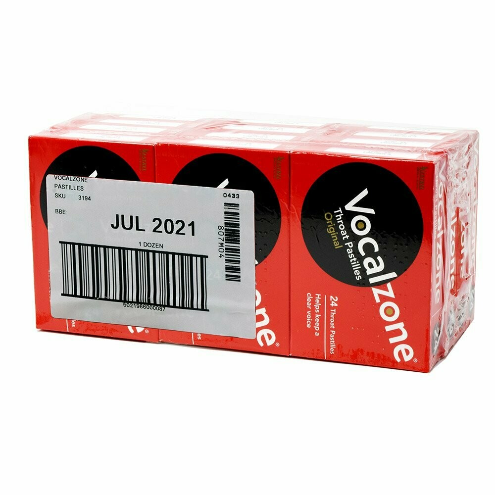 Vocalzone Throat Lozenges Original 12 Packs (x 24 lozenges)