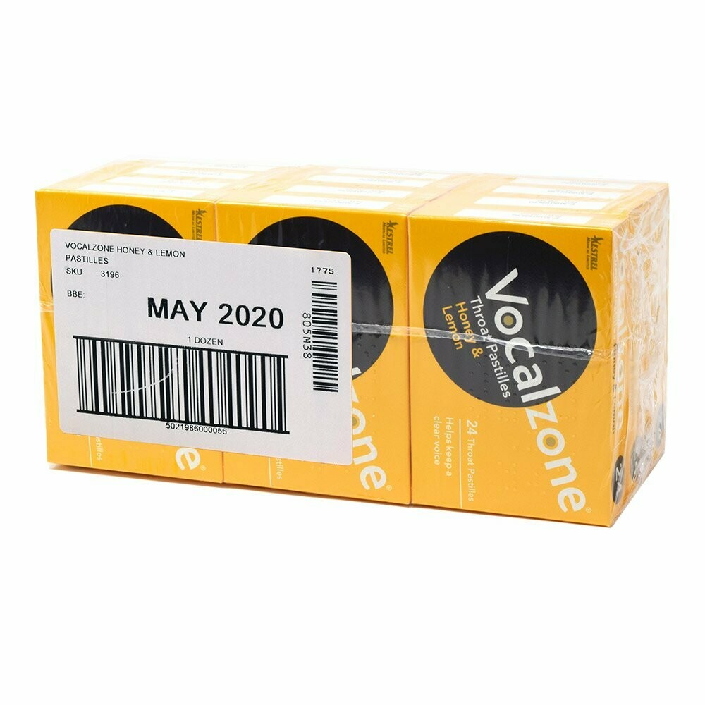 Vocalzone Throat Lozenges Honey 12 Packs (x 24 lozenges)