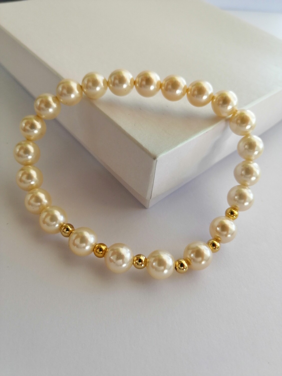 Pulsera perlas tipo Mallorca ivory