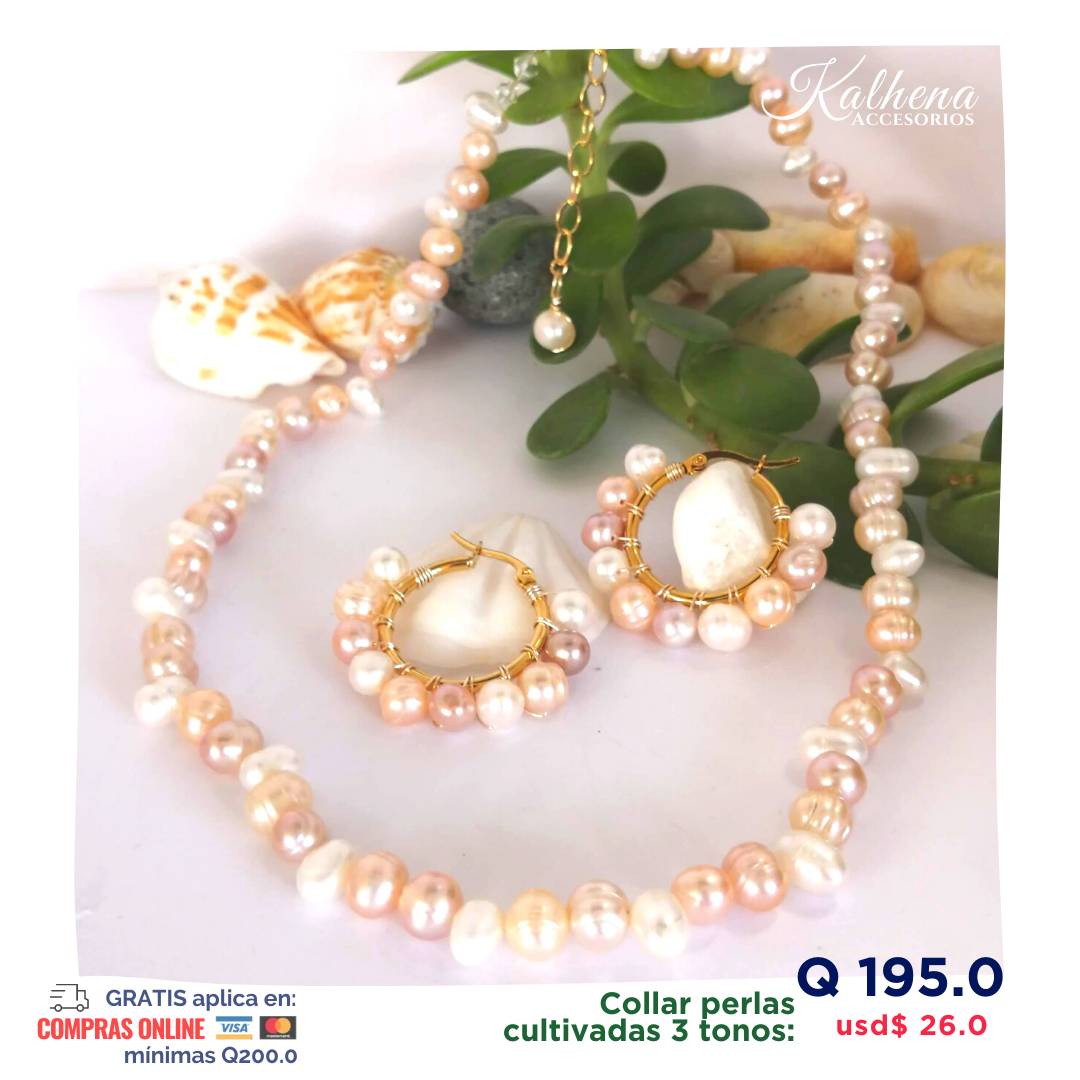 Collar perlas cultivadas barrocas 3 tonos