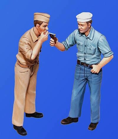 UM097 US NAVY SAILOR AND OFFICER SMOKING