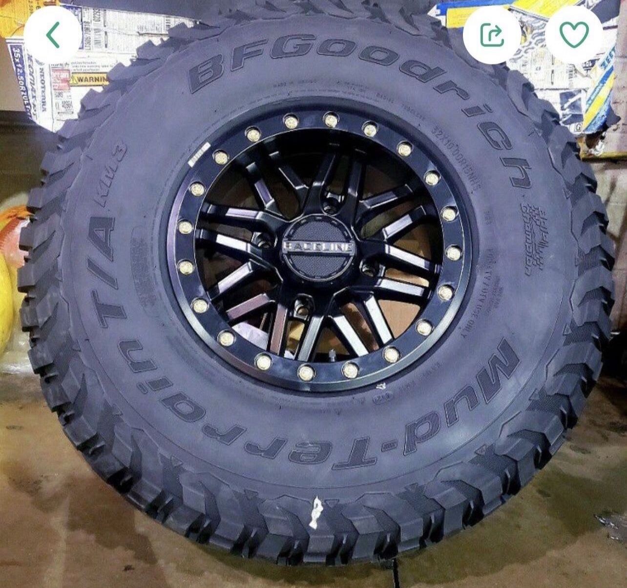raceline beadlock 15X7 4x137 4+3 gunmetal Wheels & 30x10-15 BF Goodrich ...