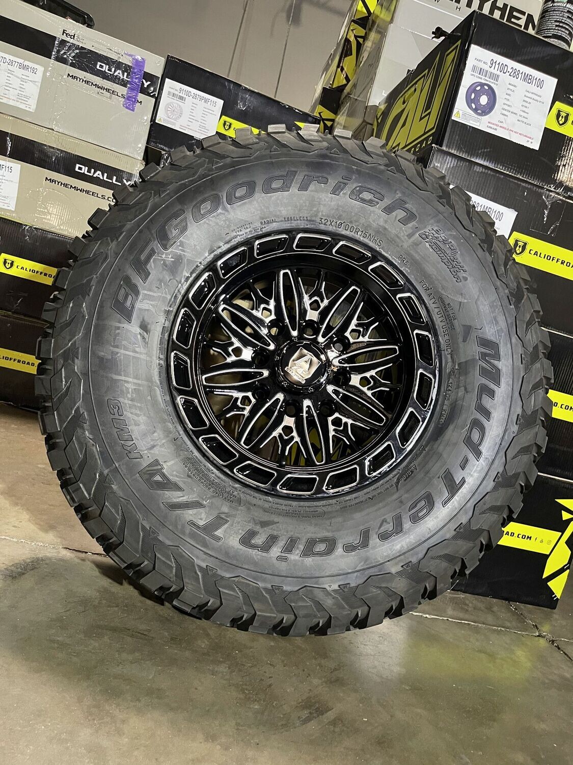 AXE 15X7 4x137 4+3 Black Milling Wheels & 30x10-15 BF Goodrich KM3 ...