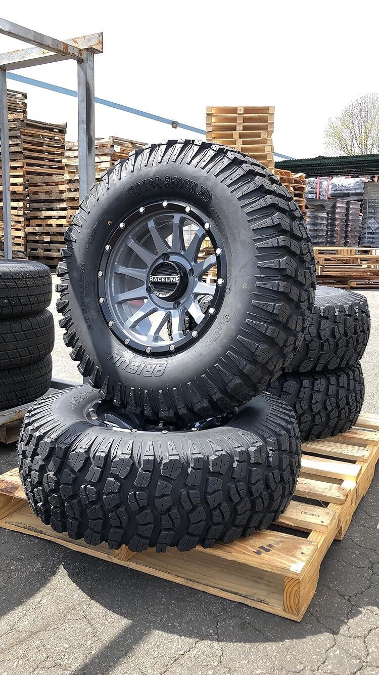 Raceline 15x7 4x156 Stealth Grey Wheels & 32x10-15 Arisun Aftershock XD ...