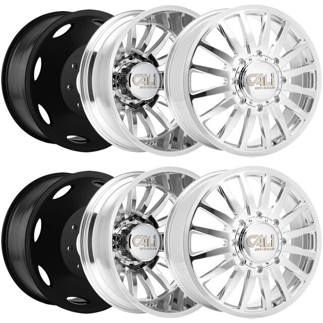 (Set of 6) 20" Inch Cali Off-Road 9110 Summit Dually 8x200 Polished ...