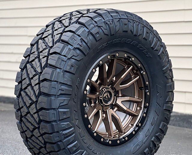Wheel & Tire Package Fuel Rebel 18X9 6x139.7 Bronze Wheels & 37X12 ...