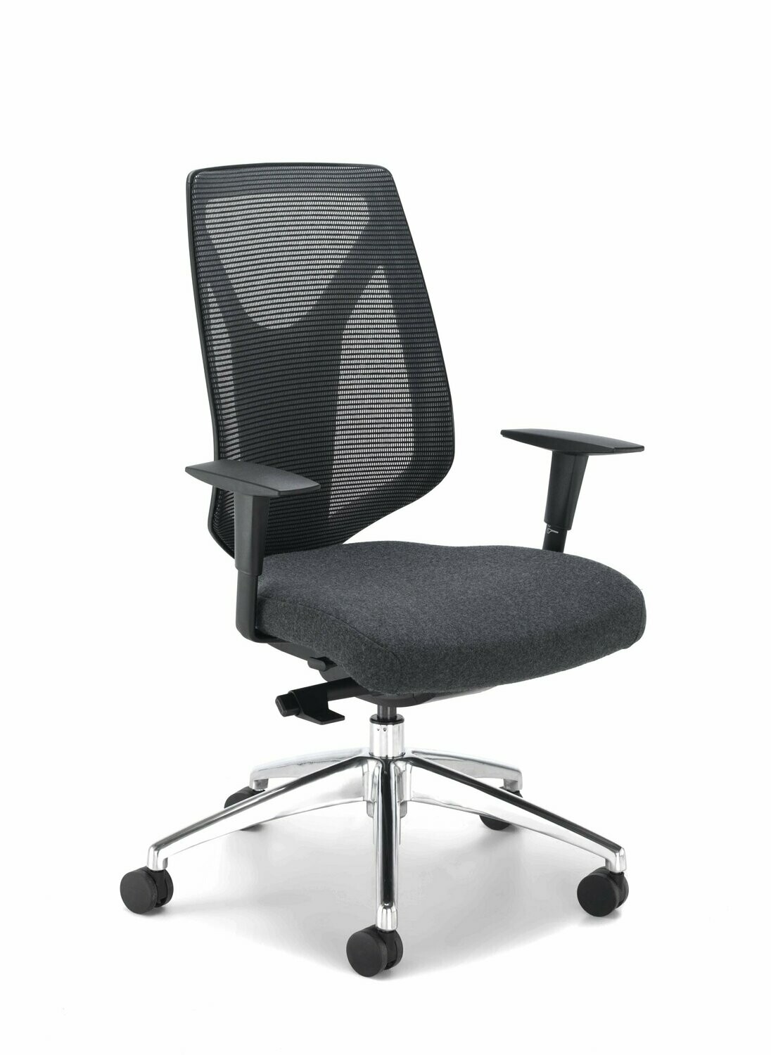 WORK MESH, WITH ARMS, CHROME BASE