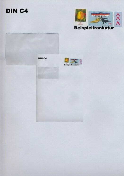 l) DIN C4 mit Fenster 1,55 - 100 Stück - Haftklebung