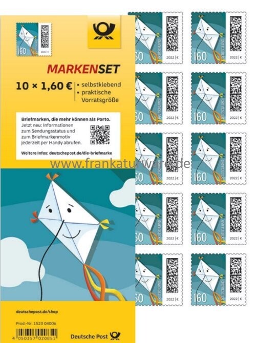 1,60 Briefmarken - 10 Stück selbstklebend Markenset Matrixcode