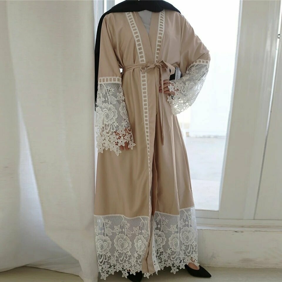 Cream & White Lace Abaya | Casual Abaya