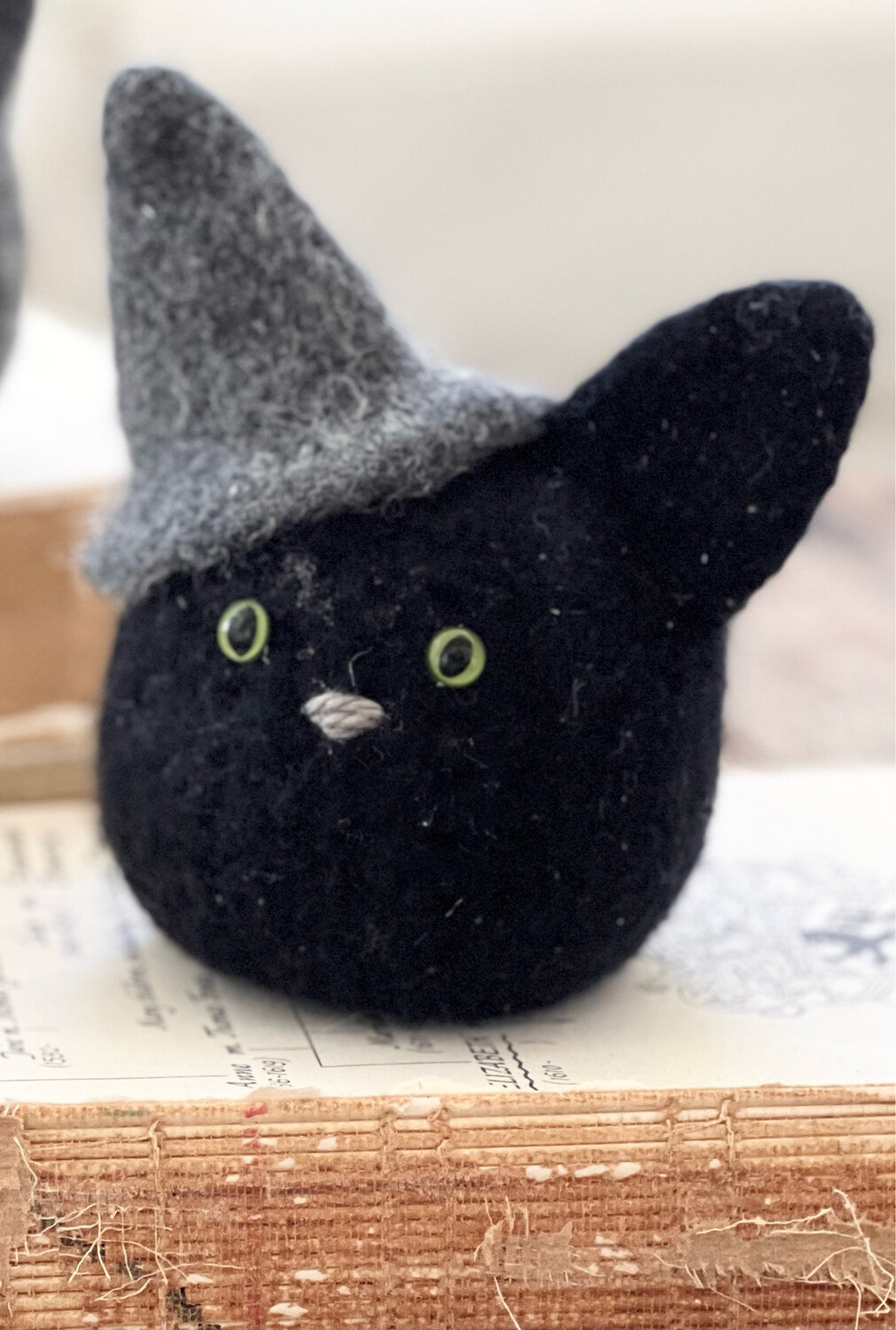 Felted Black Cat