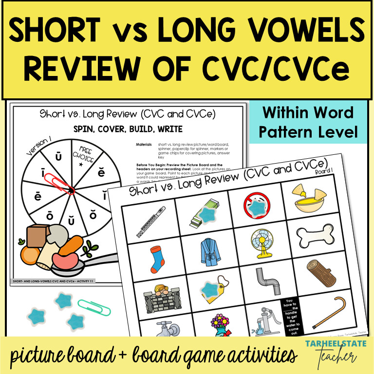 Short vs Long Vowel Games CVC and CVCe Activities