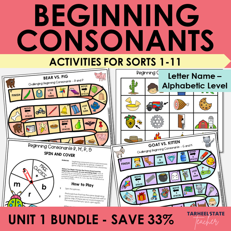 Beginning Consonant Sounds Games and Activities Bundle