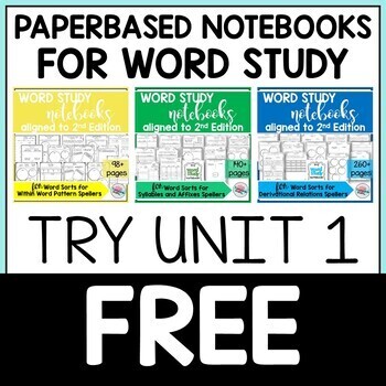 Syllables and Affixes Word Study Notebook Activities