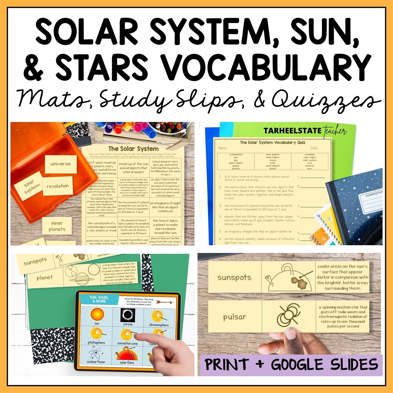 Solar System, Sun, and Stars Vocabulary Resources