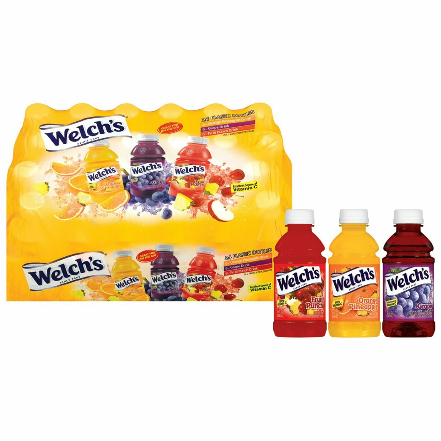 JUGO WELCH´S VARIETY(8 ORANGE,8 GRAPE,8 PUNCH) 10 OZ
