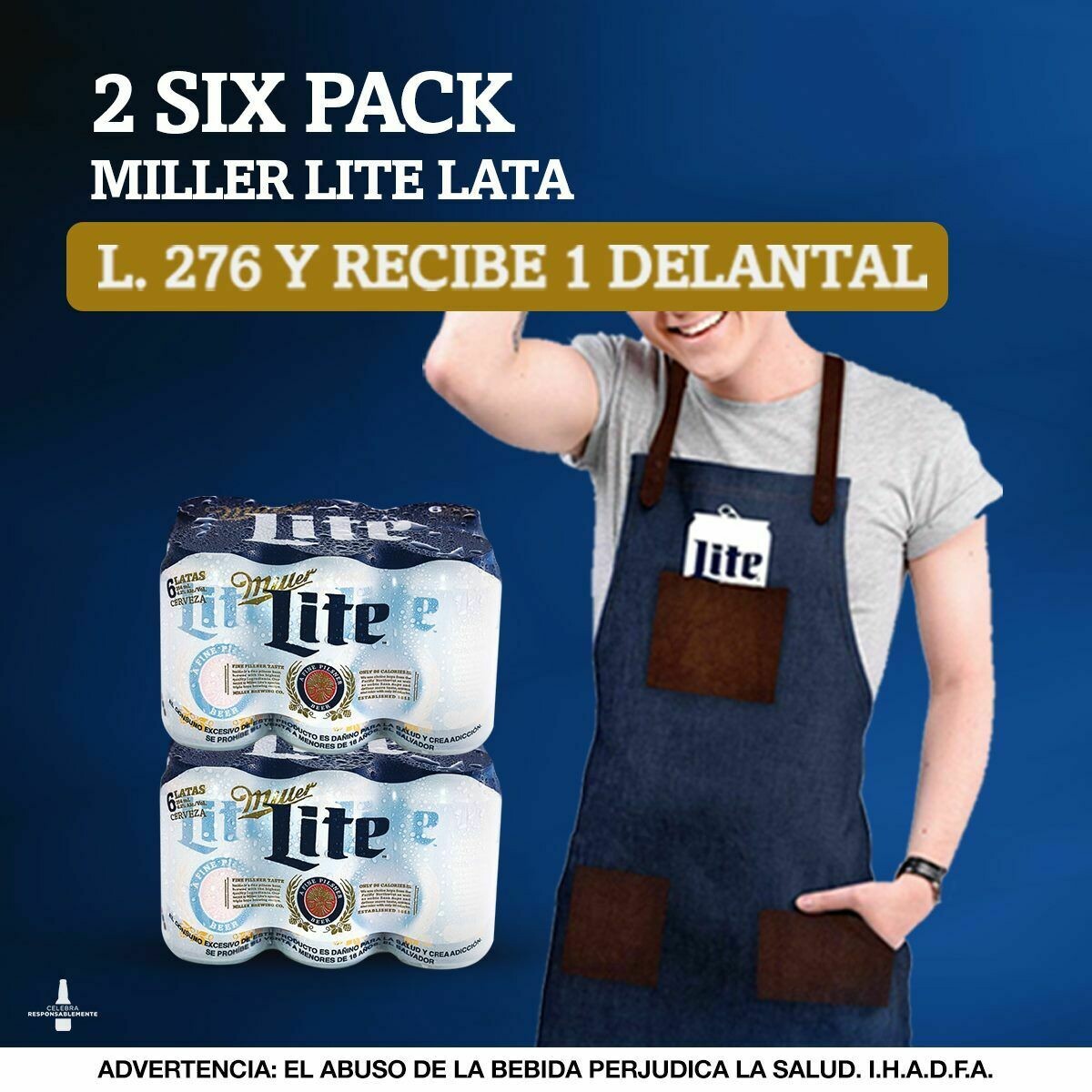 MILLER LITE LATA 12oz - 2 SIX PACK (PROMO DELANTAL)