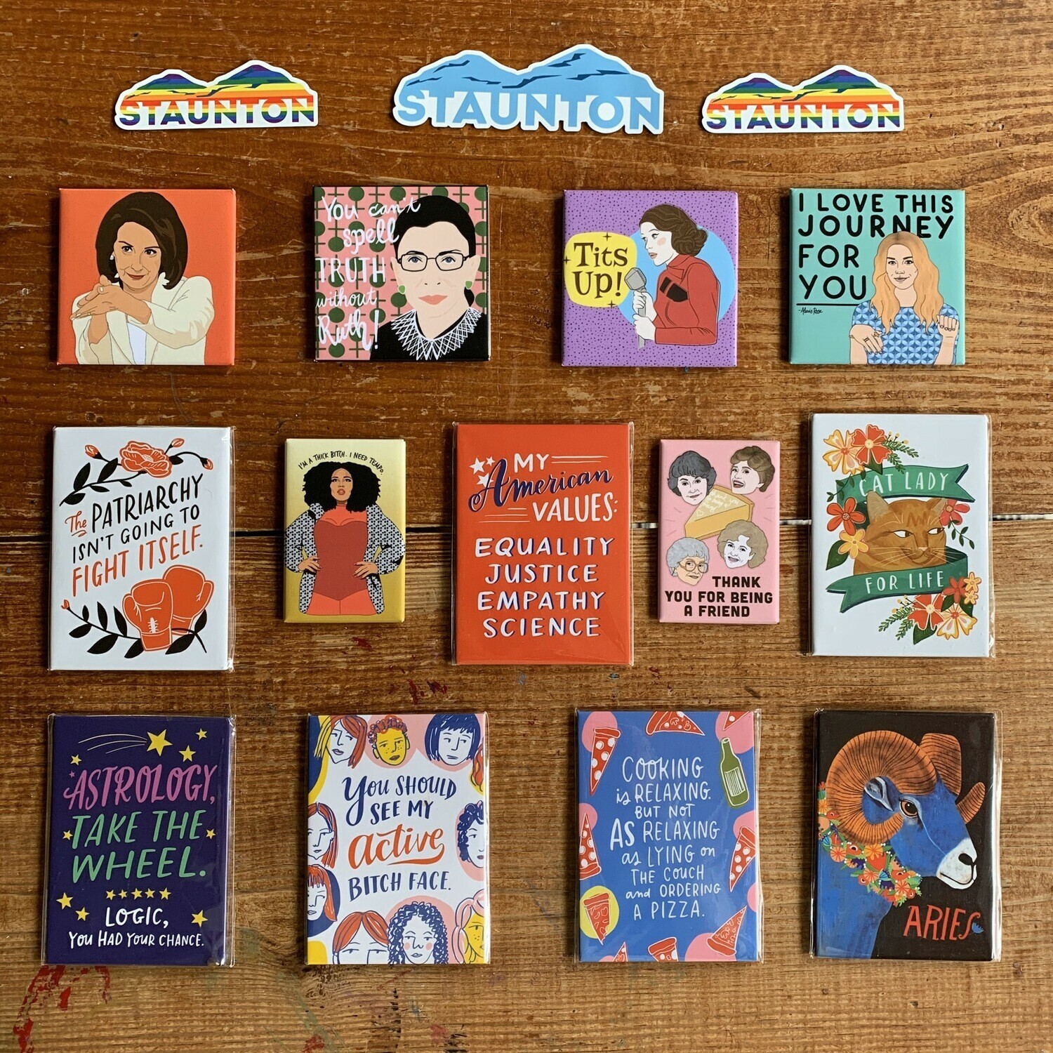 Stickers, and Magnets, and Pins, Oh My!