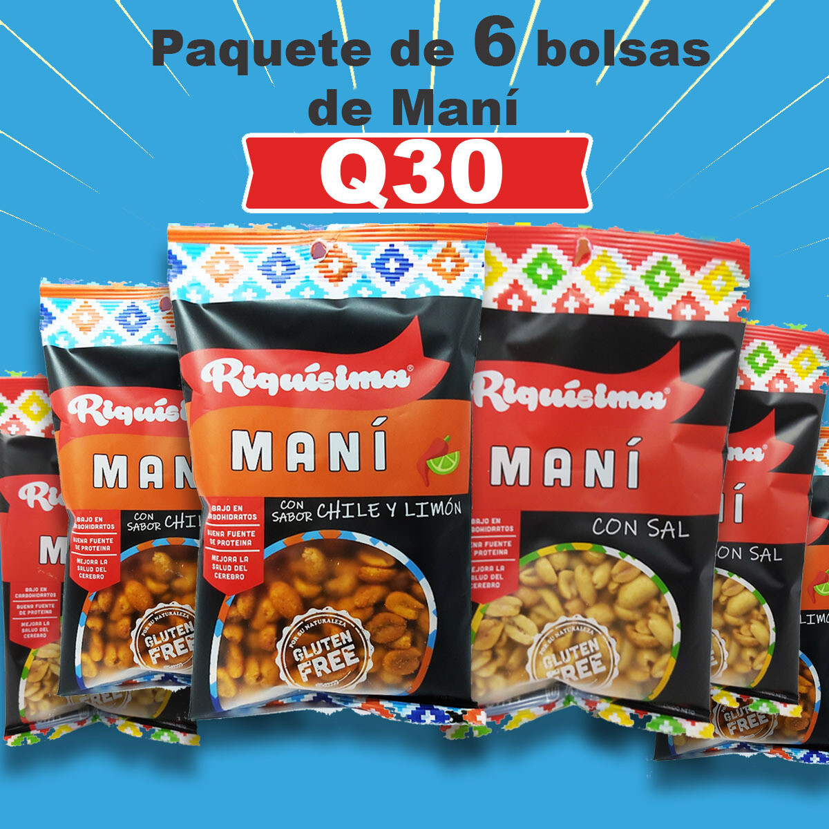 Paquete de 6 bolsas de maní